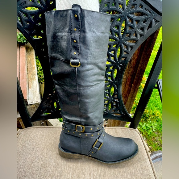 JustFab | Shoes | Justfab New In Box Arvilla Classic Black Riding Boots ...